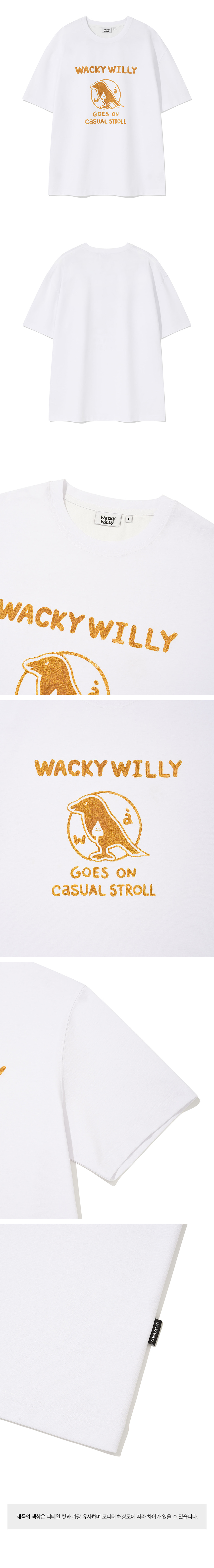 MUSINSA | WACKY WILLY Typo Bird Graphic Short Sleeve T-Shirt White